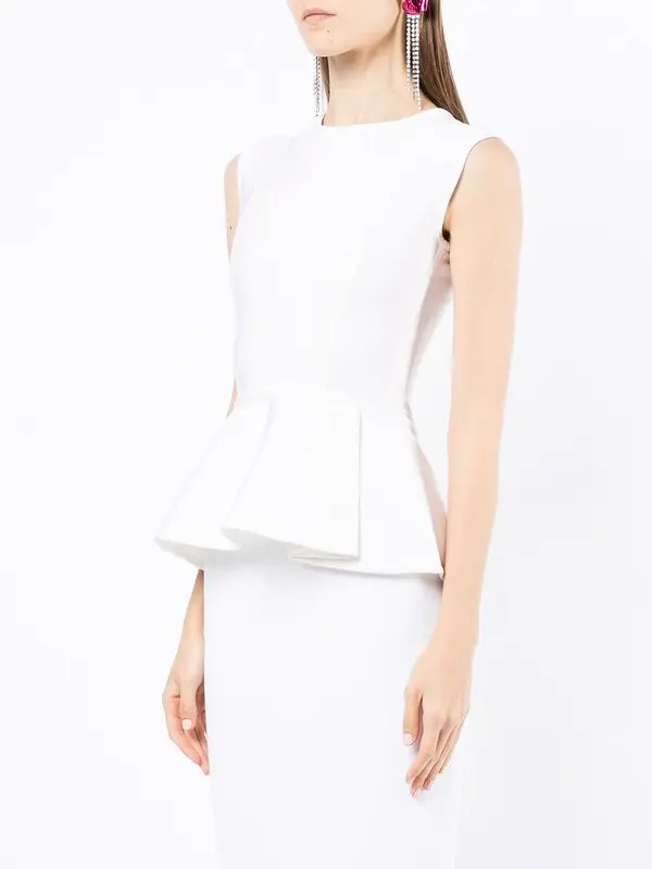 HERVE L. LEROUX Sleeveless Peplum-hem Top - White