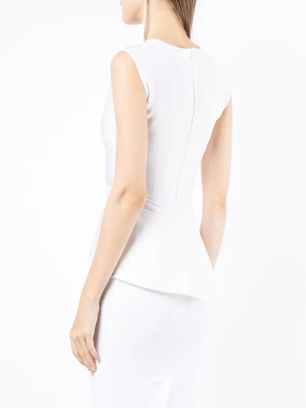 HERVE L. LEROUX Sleeveless Peplum-hem Top - White