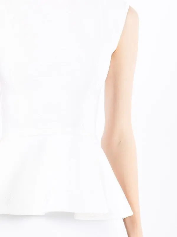 HERVE L. LEROUX Sleeveless Peplum-hem Top - White