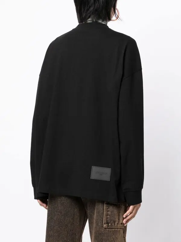 We11Done Multi-logo Cotton Sweatshirt - Black