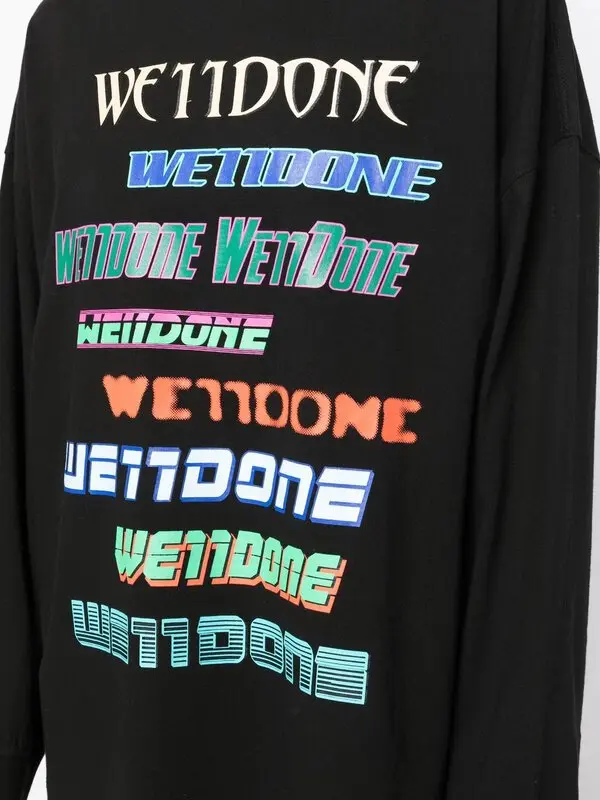 We11Done Multi-logo Cotton Sweatshirt - Black