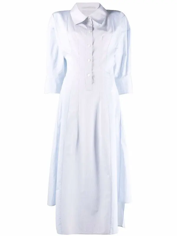Stella McCartney Fitted Shirt Dress With Box Pleats - Blue
