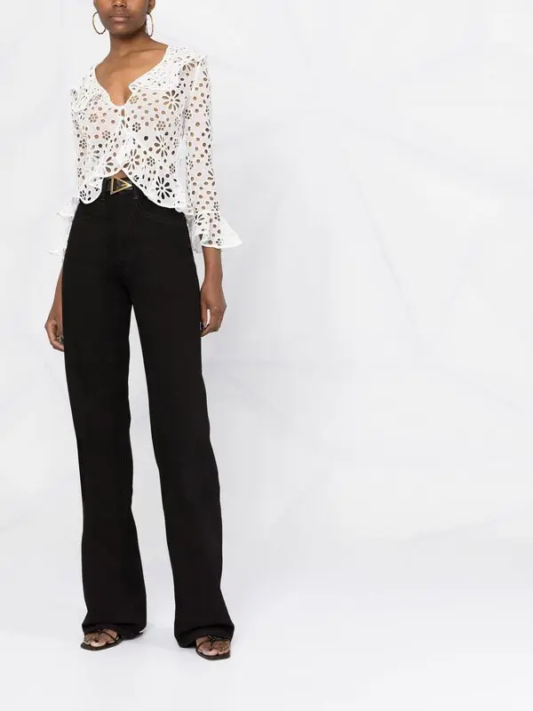 Saint Laurent Embroidered Long-sleeve Blouse