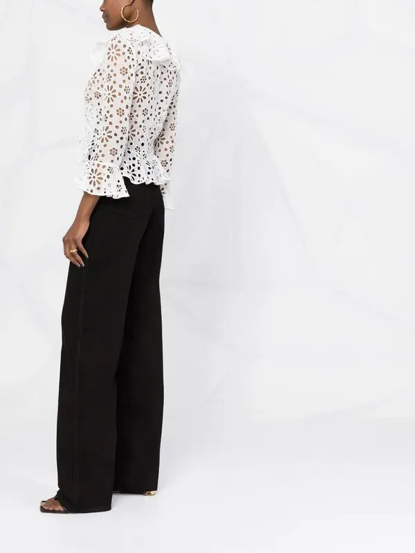 Saint Laurent Embroidered Long-sleeve Blouse