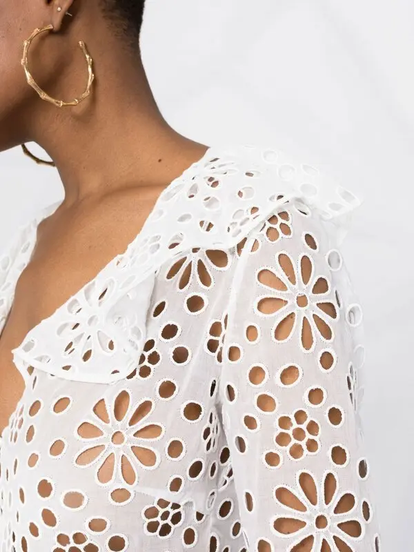Saint Laurent Embroidered Long-sleeve Blouse
