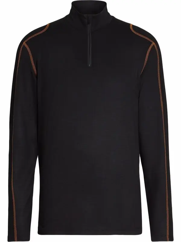 Zegna Wool Long-sleeved Top With Contrast Stitching - Black