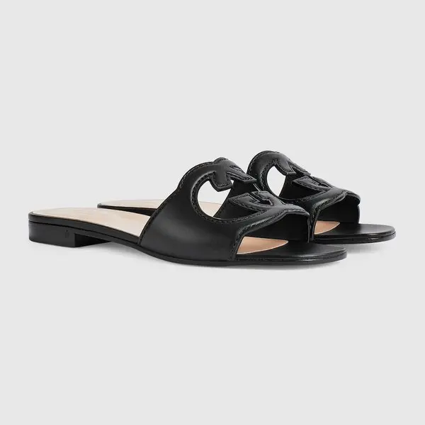 Gucci Interlocking G Leather Slide Sandal