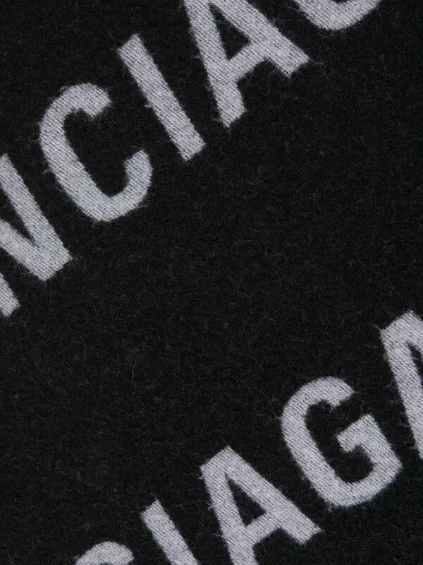 Balenciaga Fringed Jacquard-logo Scarf
