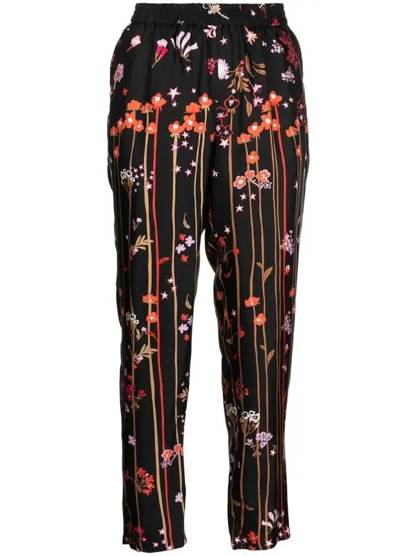 Red Valentino Star-print Silk Trousers - Black