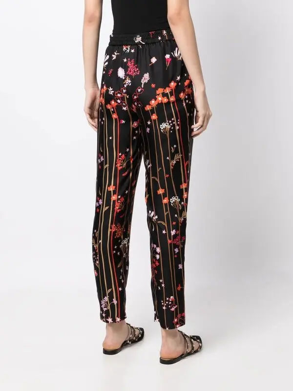 Red Valentino Star-print Silk Trousers - Black