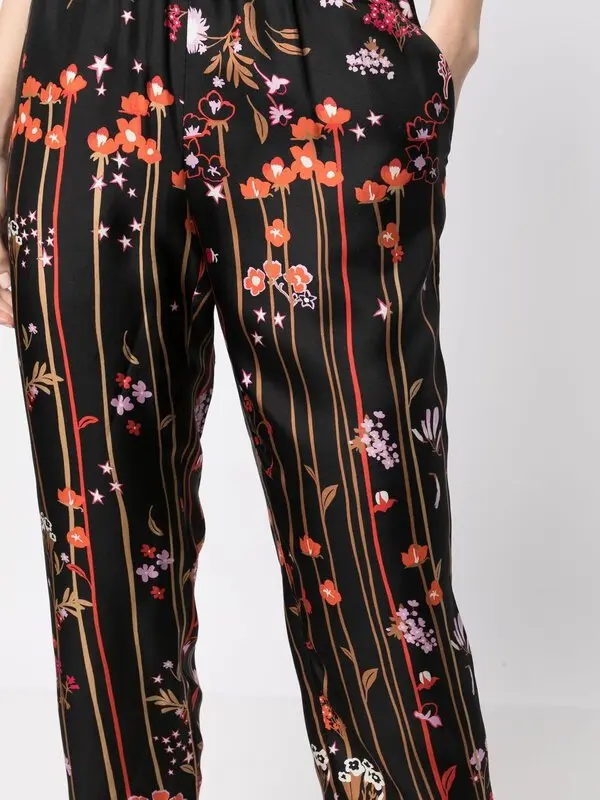 Red Valentino Star-print Silk Trousers - Black