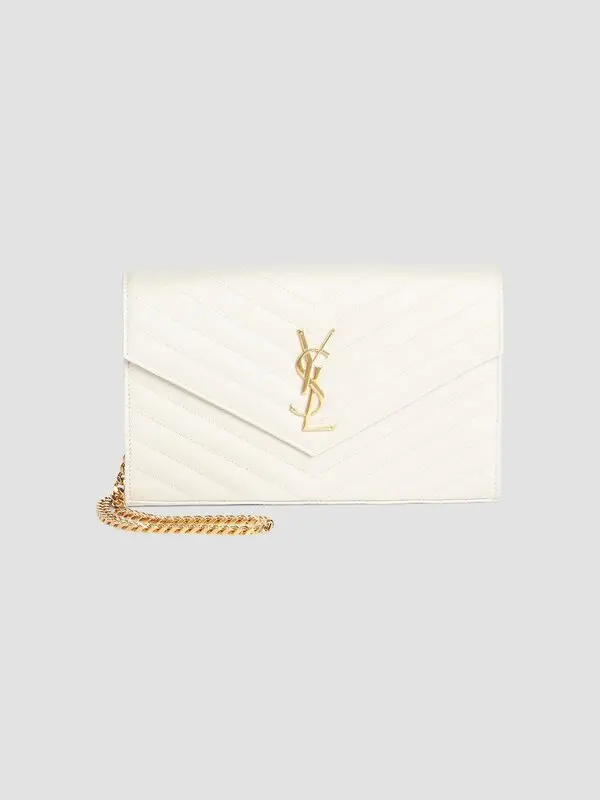 Saint Laurent Monogram Matelassé Leather Wallet-on-chain - Cream