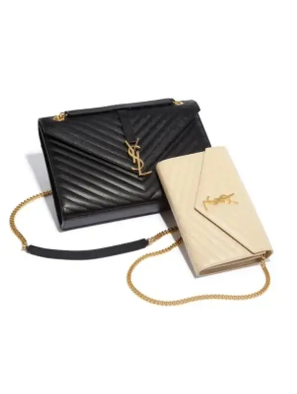 Saint Laurent Monogram Matelassé Leather Wallet-on-chain - Cream