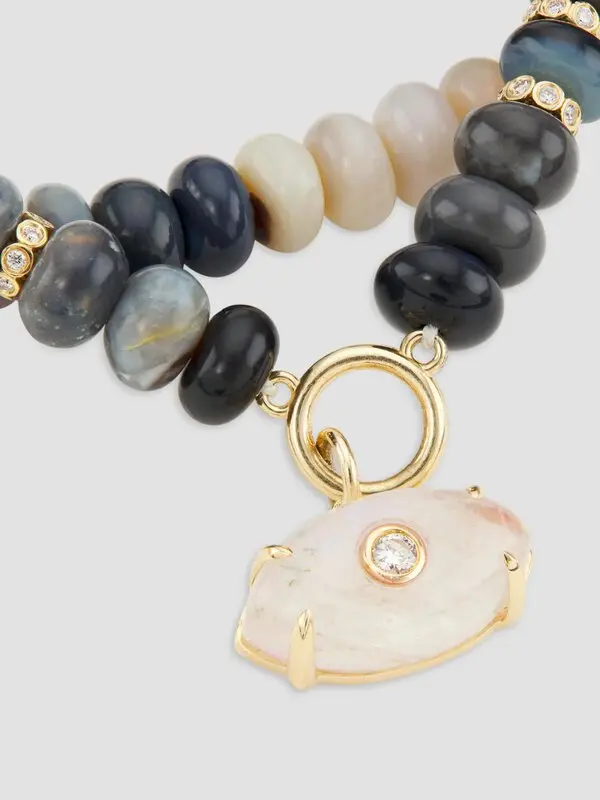SYDNEY EVAN Carved Eye 14k Gold, Diamond & Australian Beaded Necklace