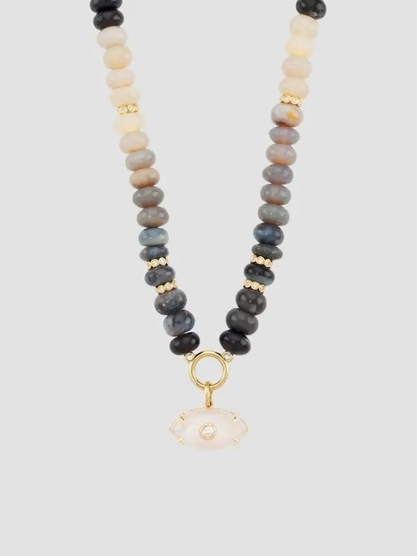 SYDNEY EVAN Carved Eye 14k Gold, Diamond & Australian Beaded Necklace