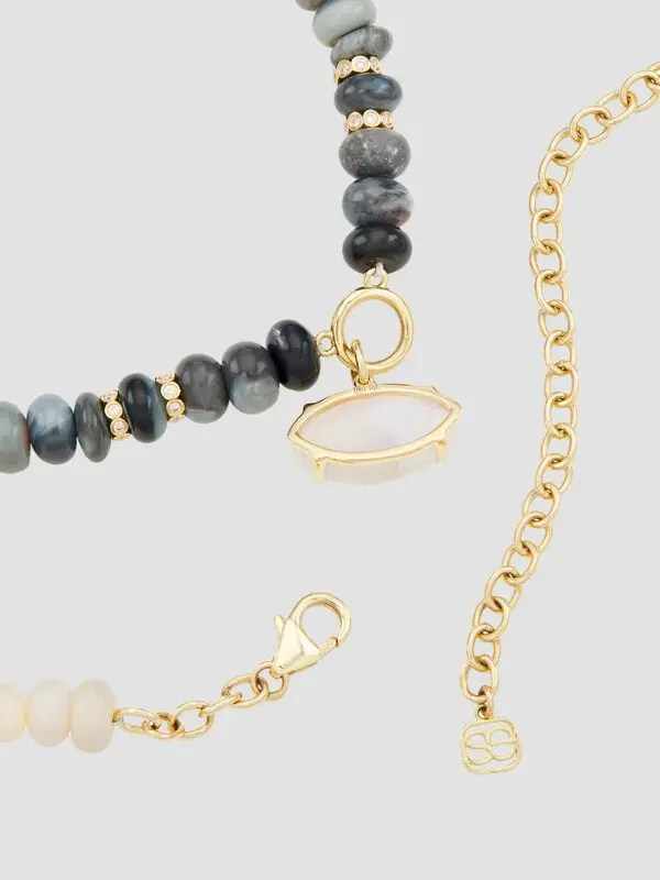 SYDNEY EVAN Carved Eye 14k Gold, Diamond & Australian Beaded Necklace