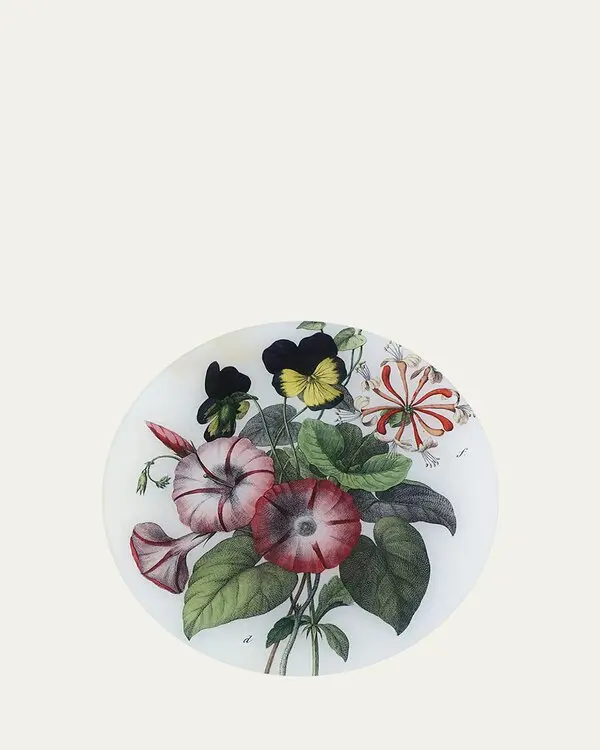 JOHN DERIAN Pansy Honeysuckle & Morning Glory Decoupage Plate - Multi