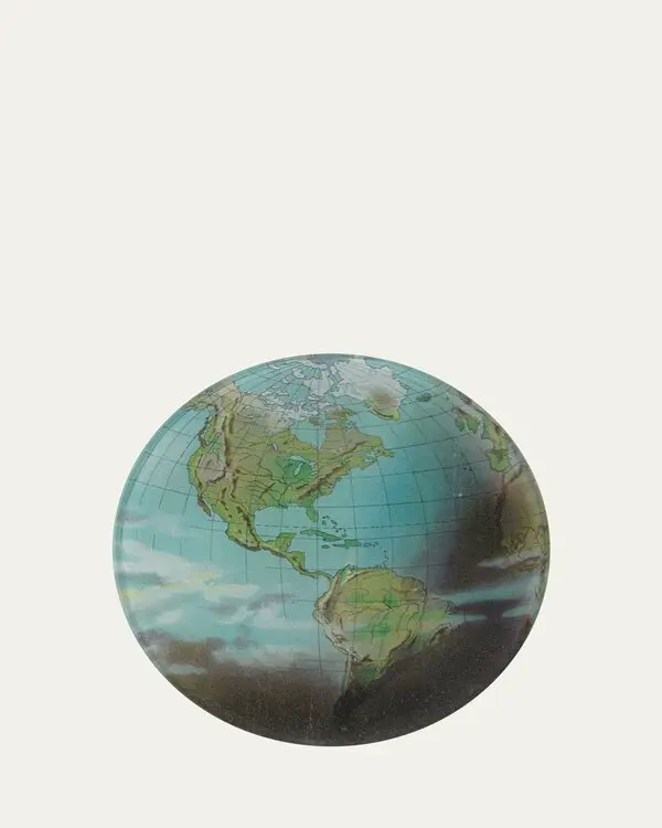 JOHN DERIAN World Atlas Round Decoupage Plate - Multi