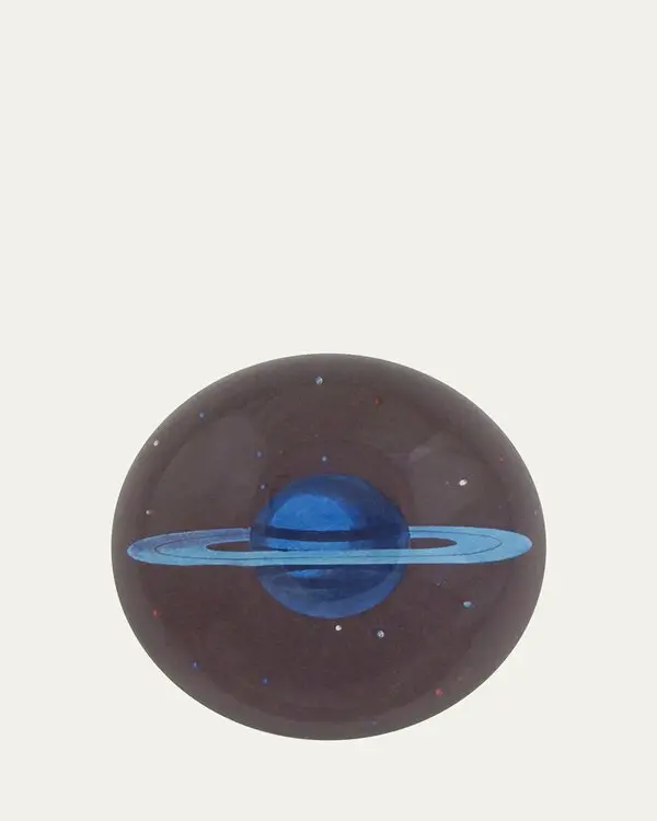 JOHN DERIAN Blue Saturn Dome Decoupage Paperweight