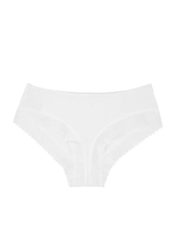 Simone Perele Eugenie Ribbed Lace-trimmed Briefs - White