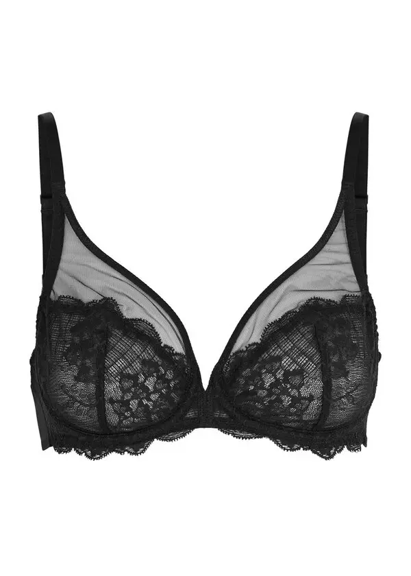 Simone Perele Reve Lace Underwired Plunge Bra - Black