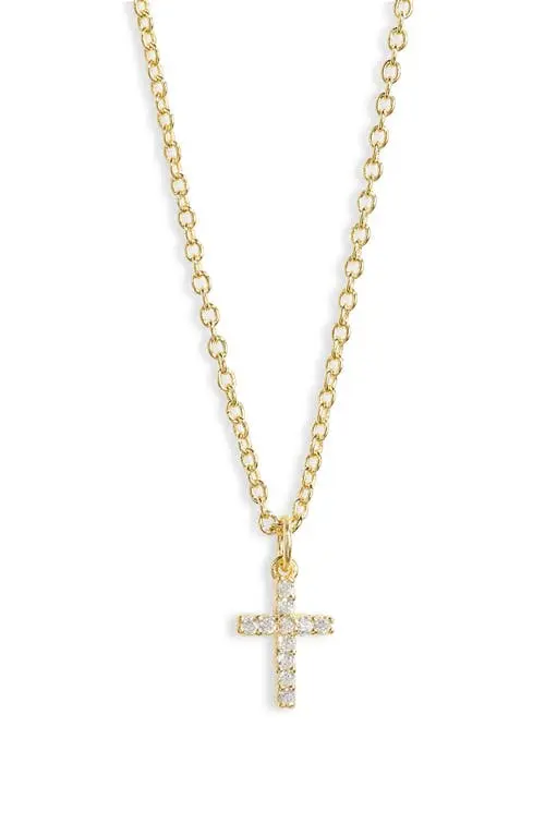 Argento Vivo Cubic Zirconia Mini Cross Pendant Necklace - Gold