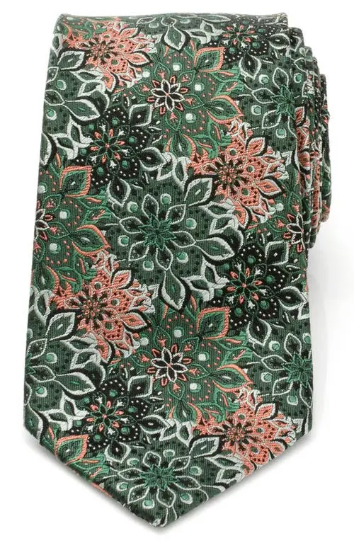 CUFFLINKS, INC. Paisley Floral Silk Neck Tie - Green/black