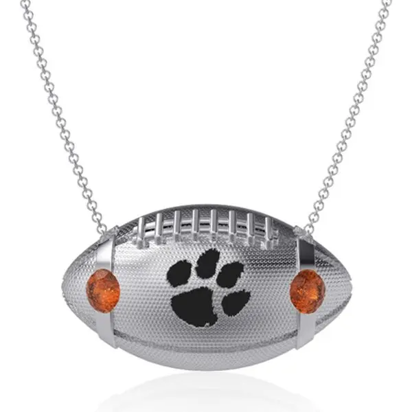 DAYNA DESIGNS Clemson Tigers Football Necklace - Silver