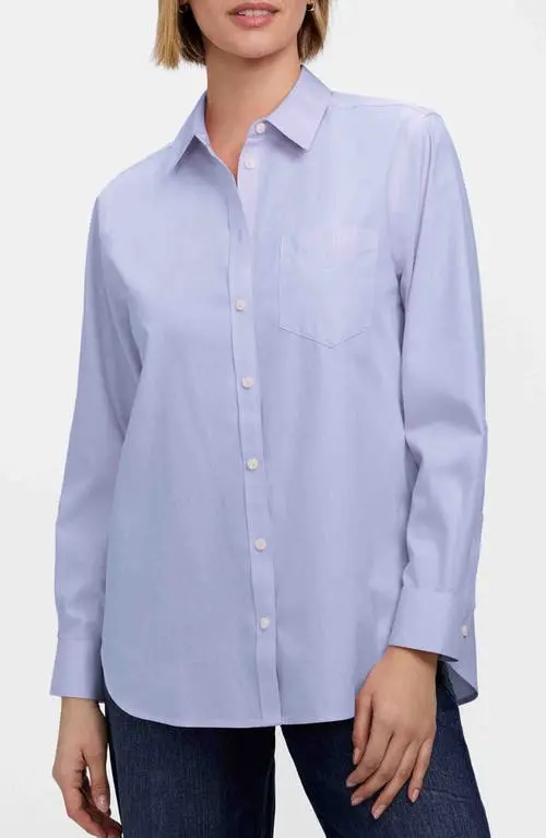 Foxcroft Non-iron Boyfriend Button-up Shirt - Blue Wave