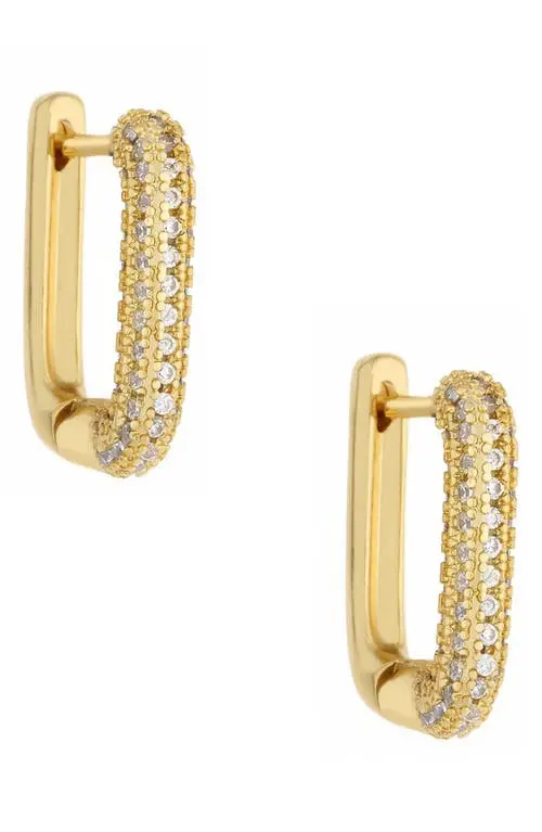 Ettika Pavé Crystal Square Huggie Earrings