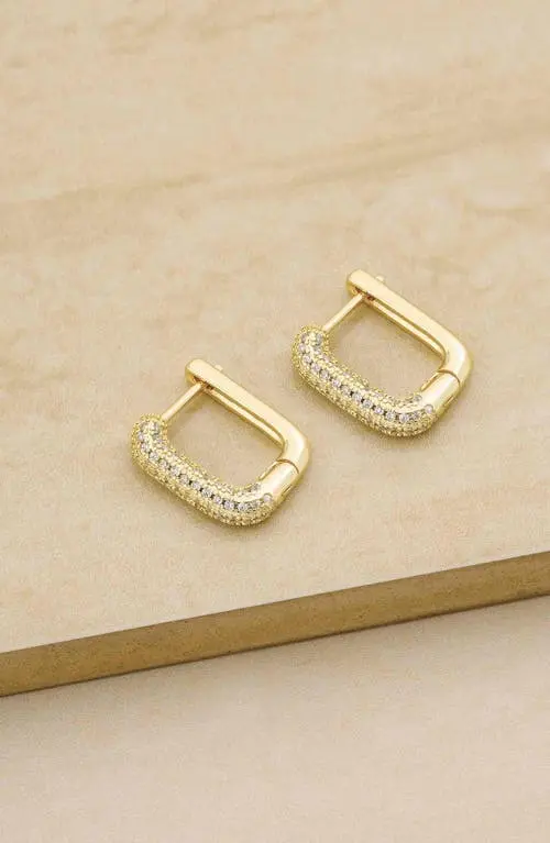 Ettika Pavé Crystal Square Huggie Earrings