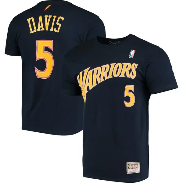 Mitchell & Ness Baron Davis Golden State Warriors Hardwood Classics Stitch Name & Number T-shirt