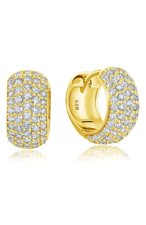 CRISLU Pavé Huggie Hoop Earrings - Gold