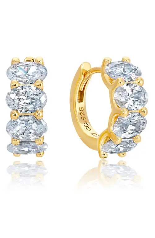 CRISLU Cubic Zirconia Huggie Hoop Earrings - Gold