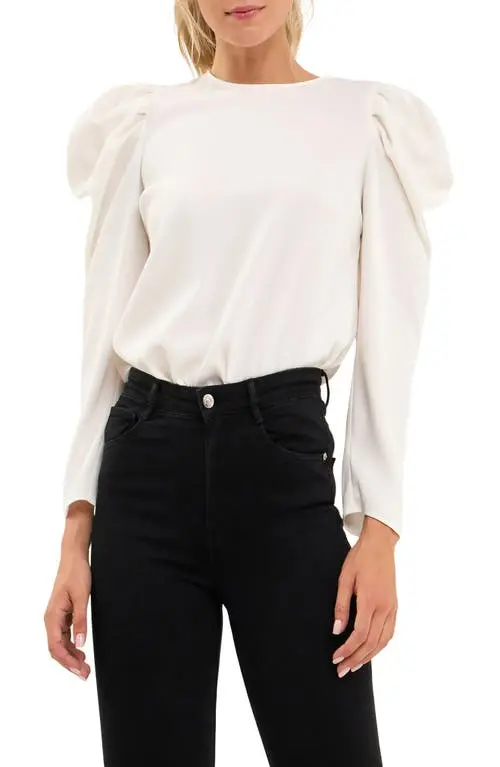 English Factory Puff Shoulder Top - White