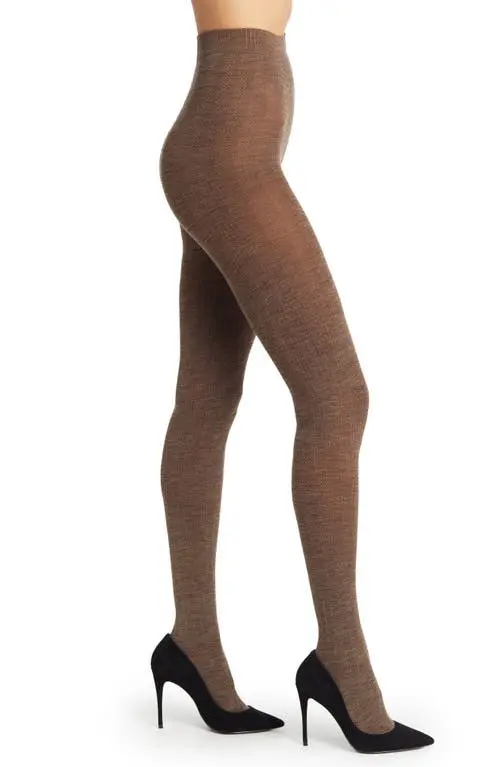 Swedish Stockings Ylva Organic Wool Blend Tights - Mid-brown