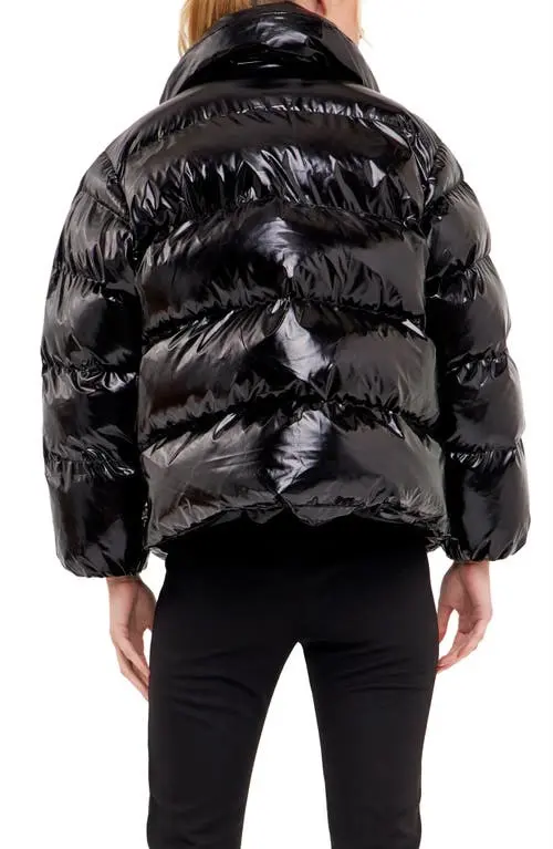 Endless Rose Belted Puffer Jacket - Black