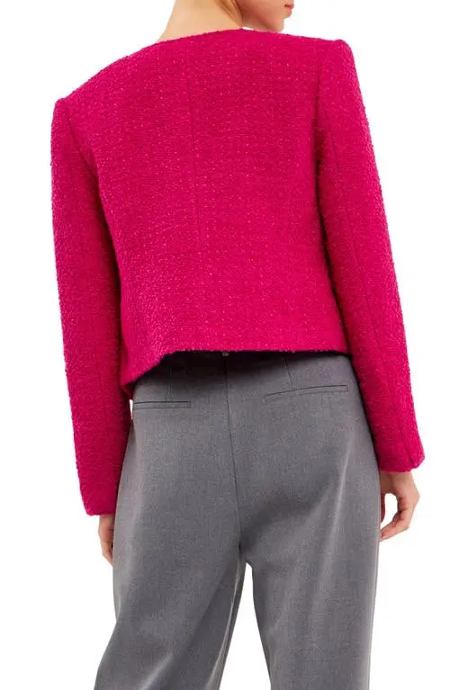 Endless Rose Round Neck Bouclé Crop Jacket