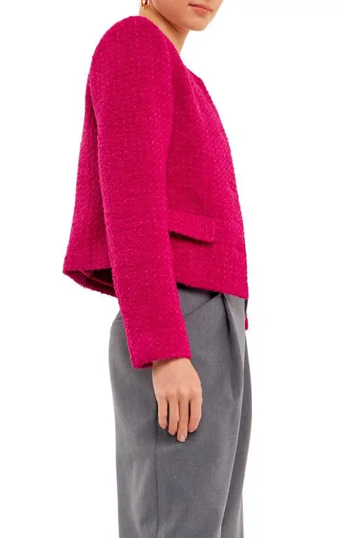Endless Rose Round Neck Bouclé Crop Jacket