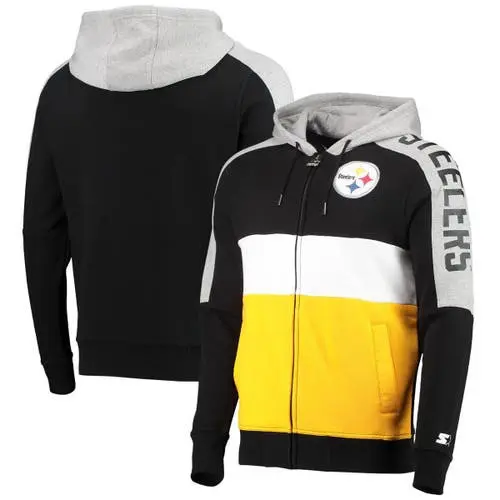 STARTER Pittsburgh Steelers Color Block Full-zip Hoodie - Black