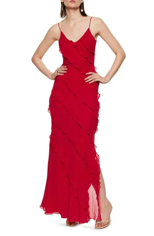 Mango Ruffle Tie Chiffon Maxi Dress