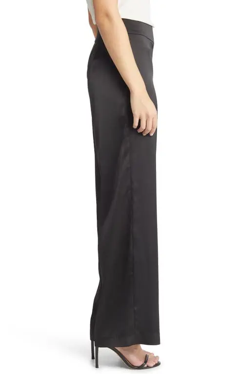 Anne Klein High Waist Wide Leg Satin Pants - Anne Black