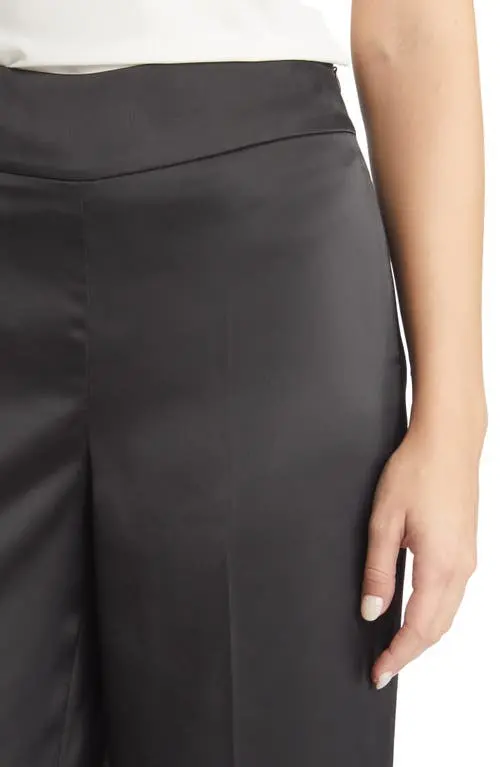 Anne Klein High Waist Wide Leg Satin Pants - Anne Black