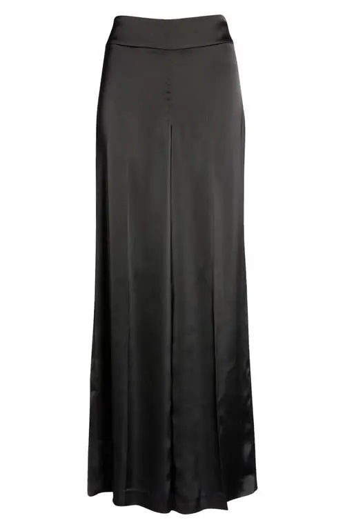 Anne Klein High Waist Wide Leg Satin Pants - Anne Black