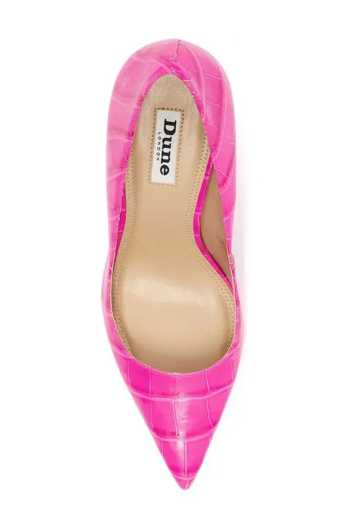 Dune London Croc Embossed Pointed Toe Pump - Medium Pink
