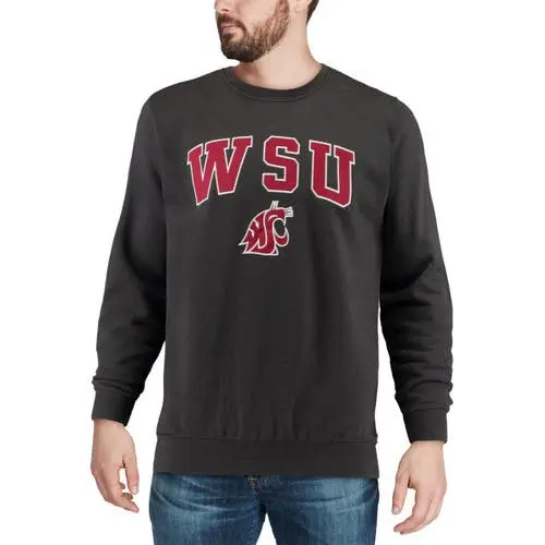 COLOSSEUM Washington State Cougars Arch & Logo Crew Neck Sweatshirt