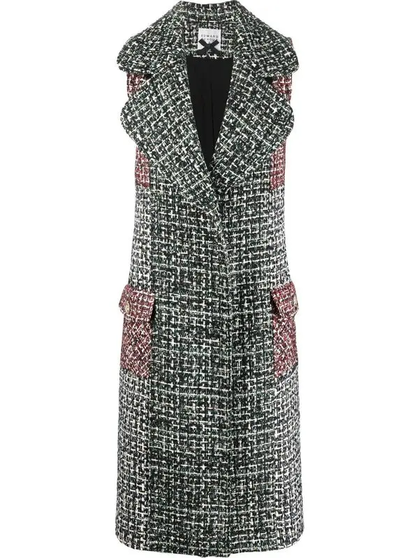 EDWARD ACHOUR PARIS Tweed Sleeveless Coat - Black