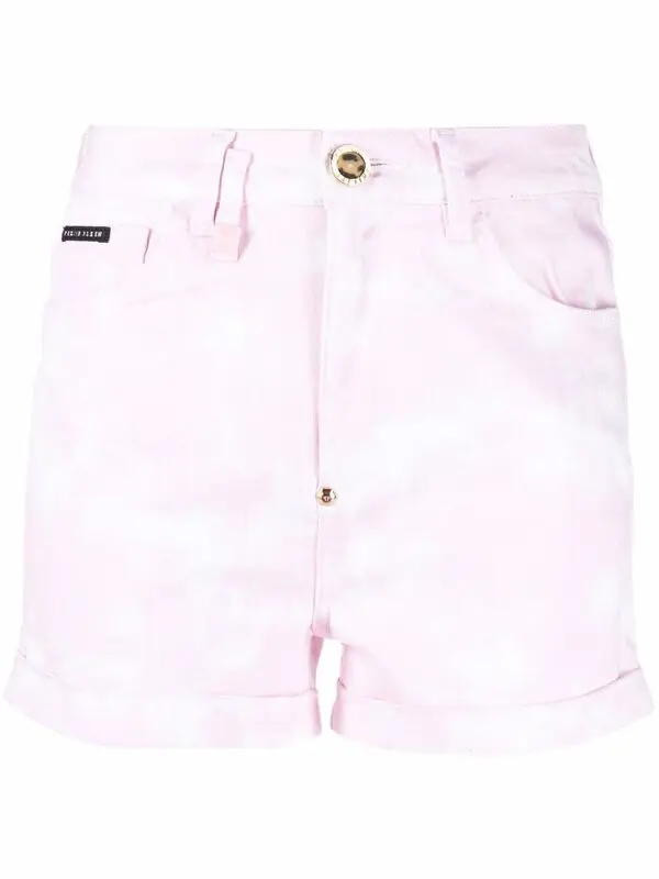 Philipp Plein Hexagon Denim Hot Pants - Pink