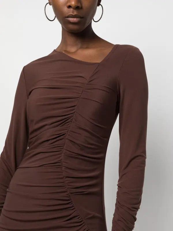 Helmut Lang Draped Asymmetric Dress In Brown - 33% Off | Editorialist
