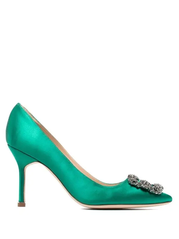 Manolo Blahnik 90mm Hangisi Pumps - Green